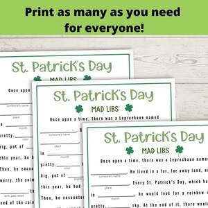 St Patrick's Day Mad Libs Word Game - Saint Patricks Day Game, Children ...
