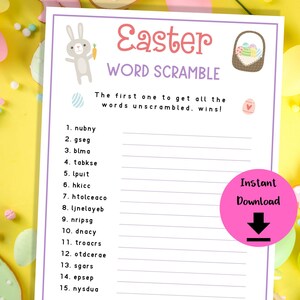 Easter Word Scramble - Easter Word Game, Easter Game, Easter Activity ...