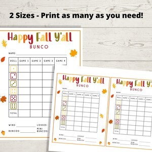Fall Bunco - Happy Fall Y'all Bunco Printables, Bunco Game, Bunco Table ...
