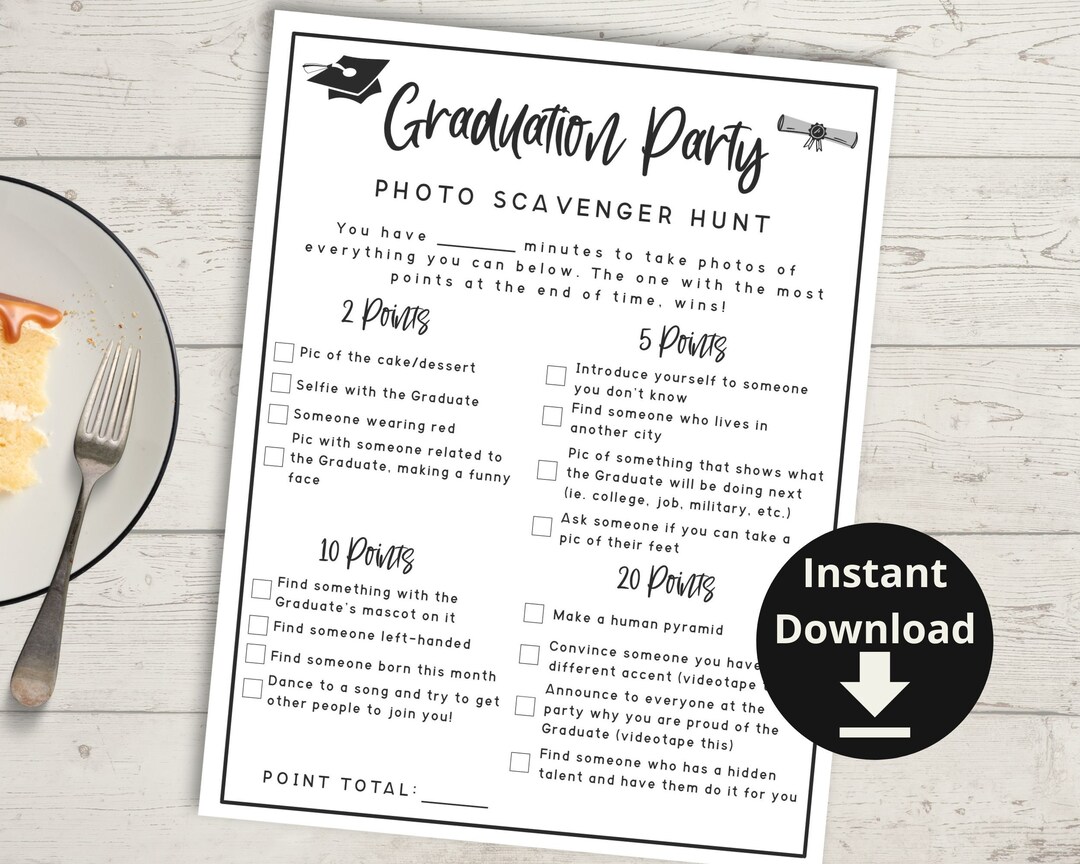 Graduation Scavenger Hunt - Graduation Party Game 2024, Photo Scavenger ...