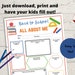 All About Me Back to School Worksheet - Children's Get to Know You Game ...