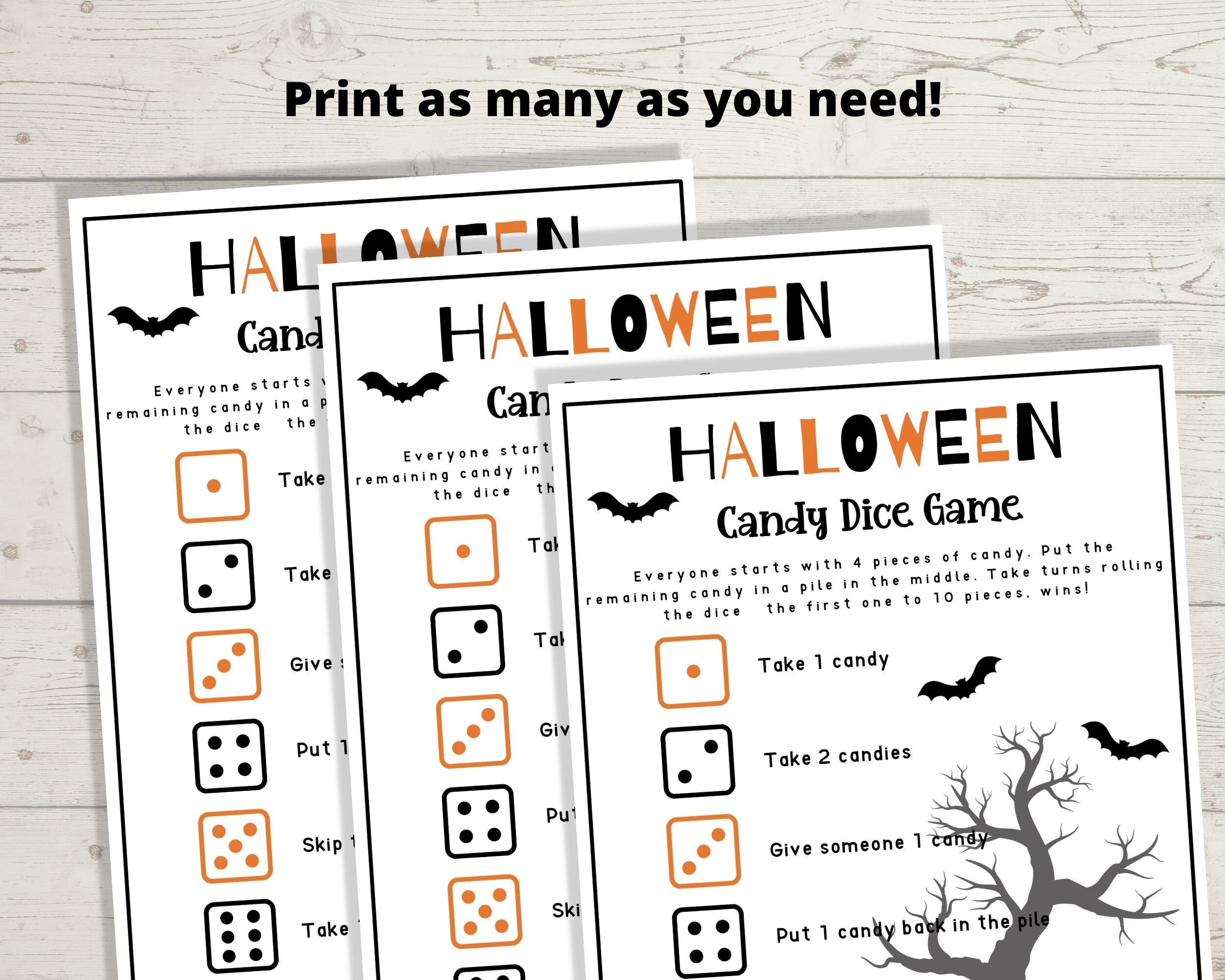 Halloween Candy Dice Game Halloween Candy Game, Kids Halloween Games ...