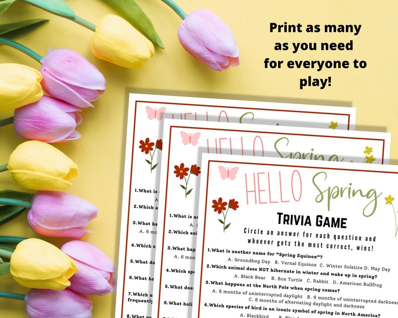Spring Trivia Printable Spring Equinox Game, Spring Icebreaker, Spring ...