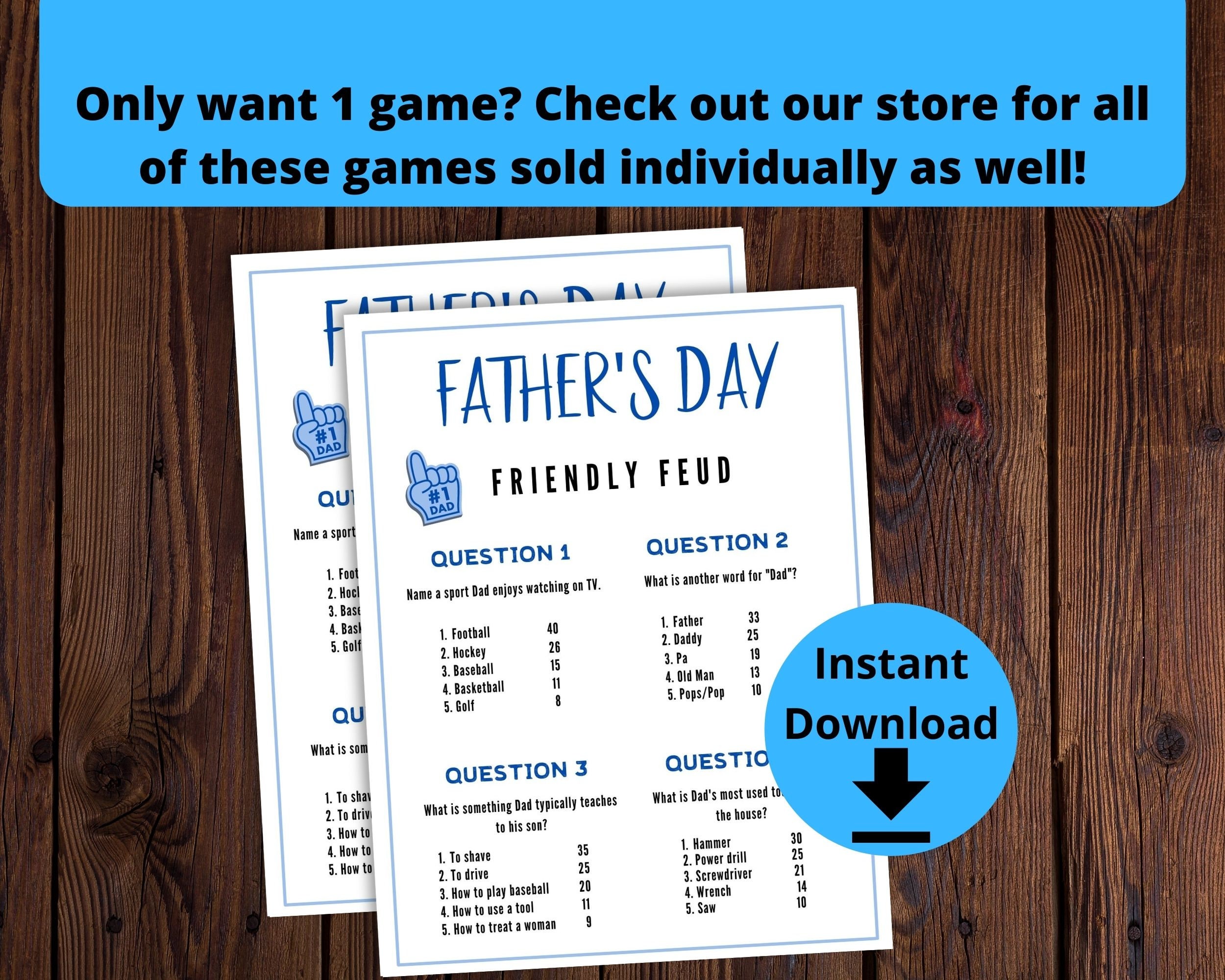 Fathers Day Games Printable Fathers Day Game Bundle - Etsy