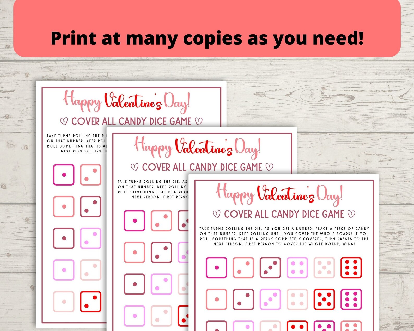 Valentine's Day Cover All Candy Dice Kid's Game - Valentine Dice Game ...