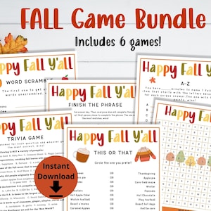 Fall Game Bundle - Autumn Games Bundle, Fall Activites for Kids and ...