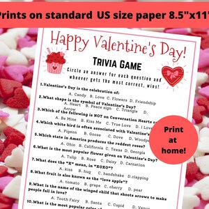 Valentine Trivia Game - Valentines Trivia, Valentine Party Game ...