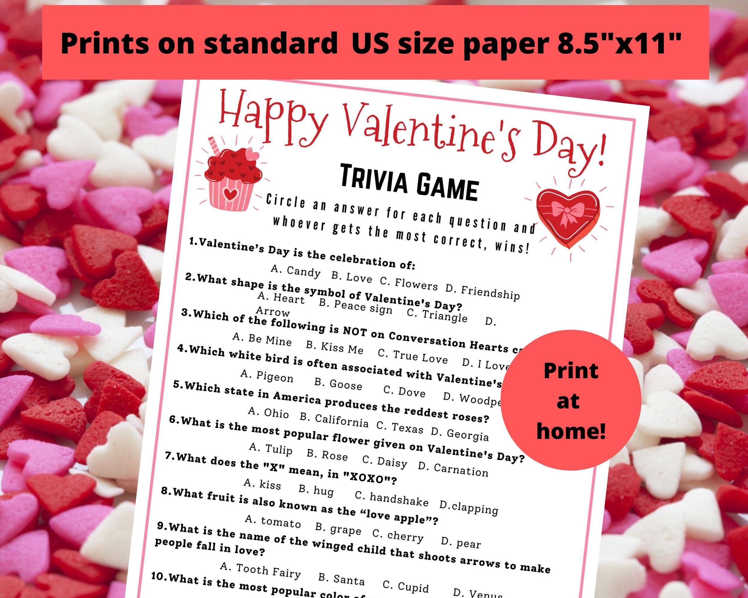 Valentine Trivia Game Valentines Trivia, Valentine Party Game ...