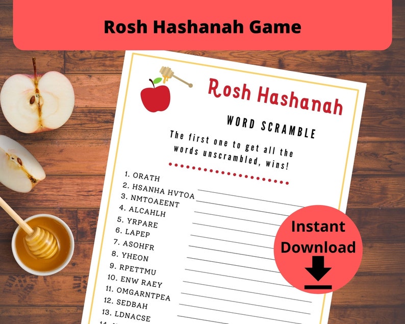 Rosh Hashanah Game - Rosh Hashanah Word Scramble Game for Kids, Jewish ...