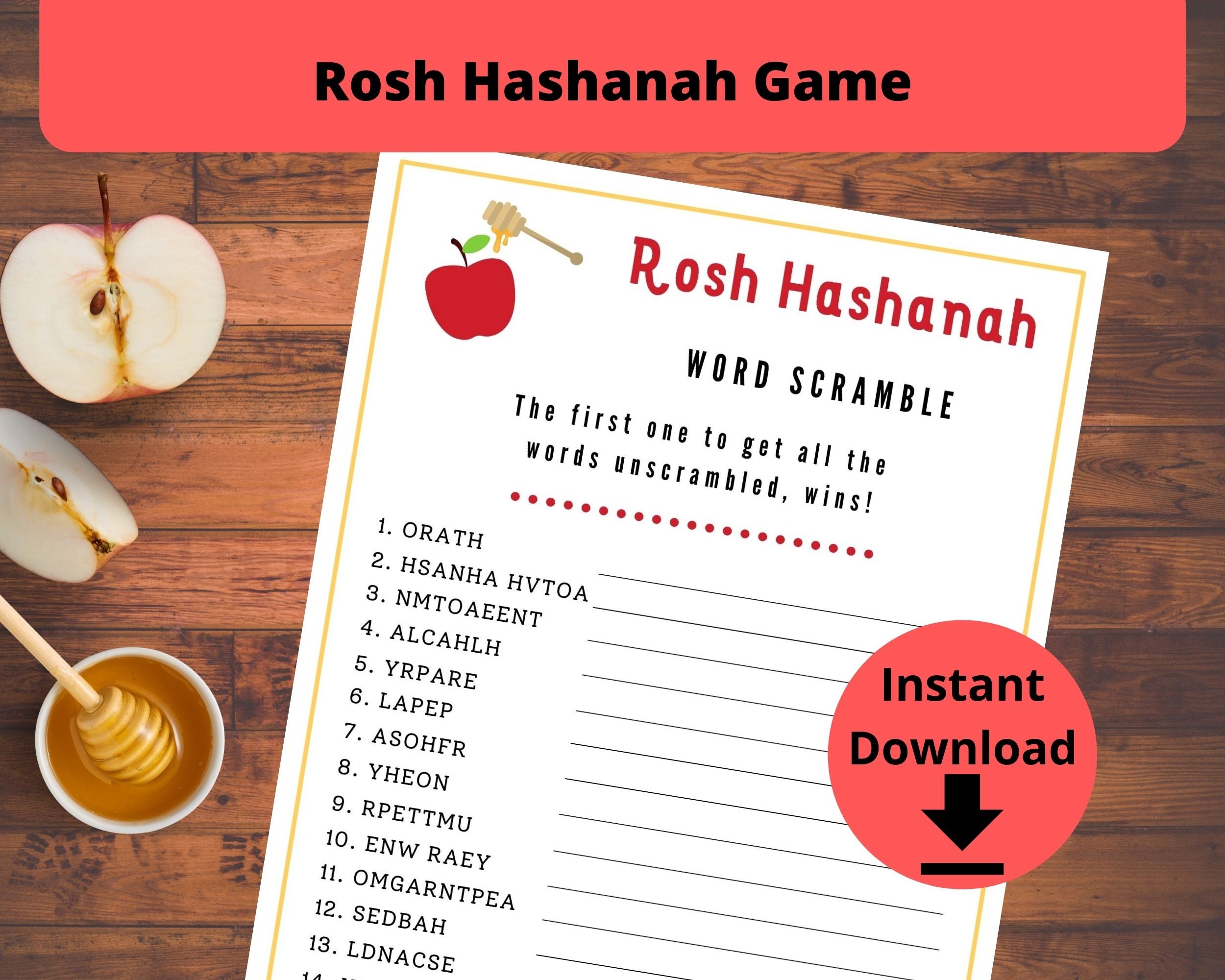 Rosh Hashanah Game - Rosh Hashanah Word Scramble Game for Kids, Jewish ...