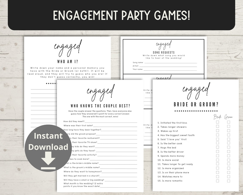 Engagement Party Games Engagement Party Bundle Couples - Etsy