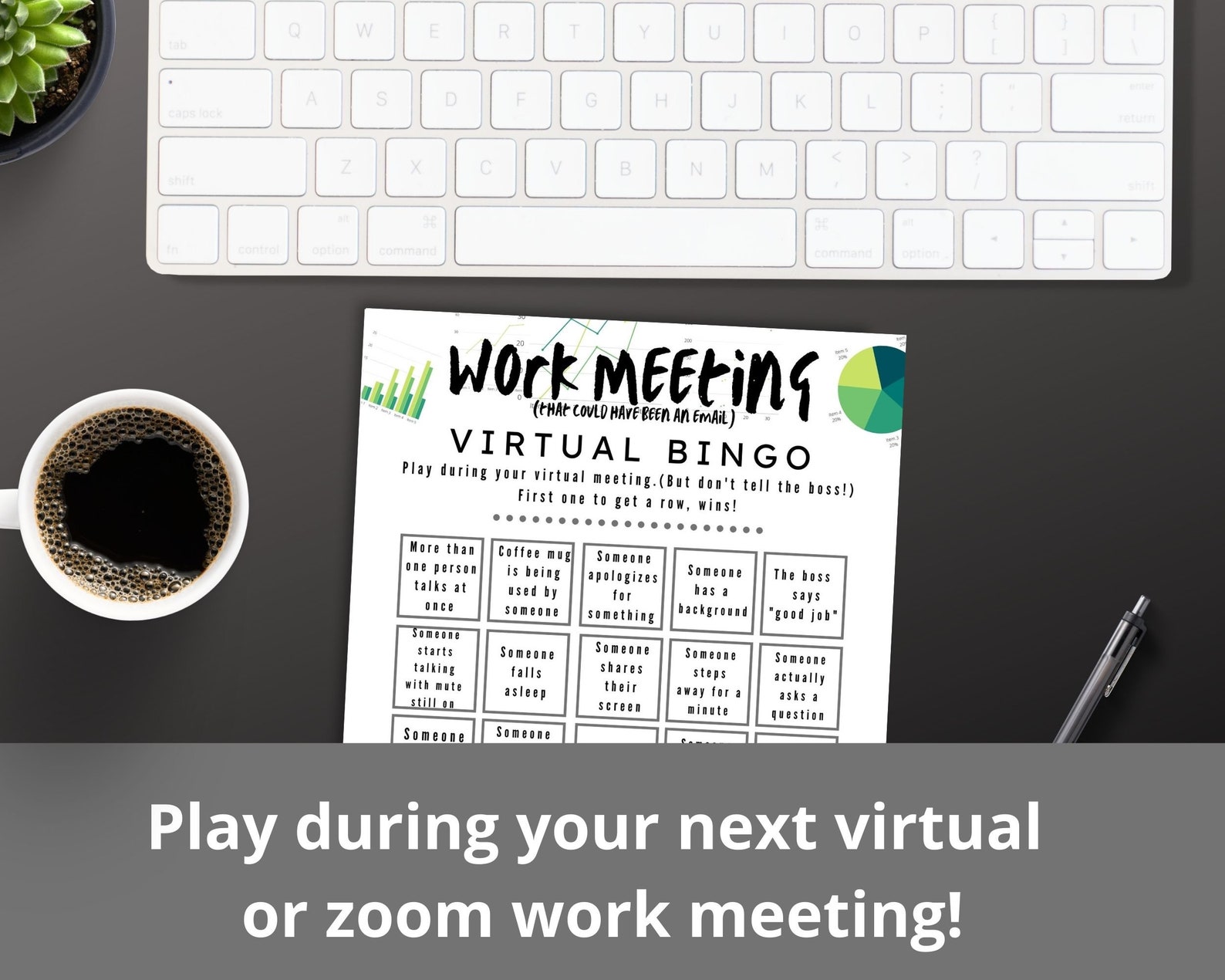 Office Bingo, Work From Home Bingo, Conference Call Bingo, Virtual Work ...