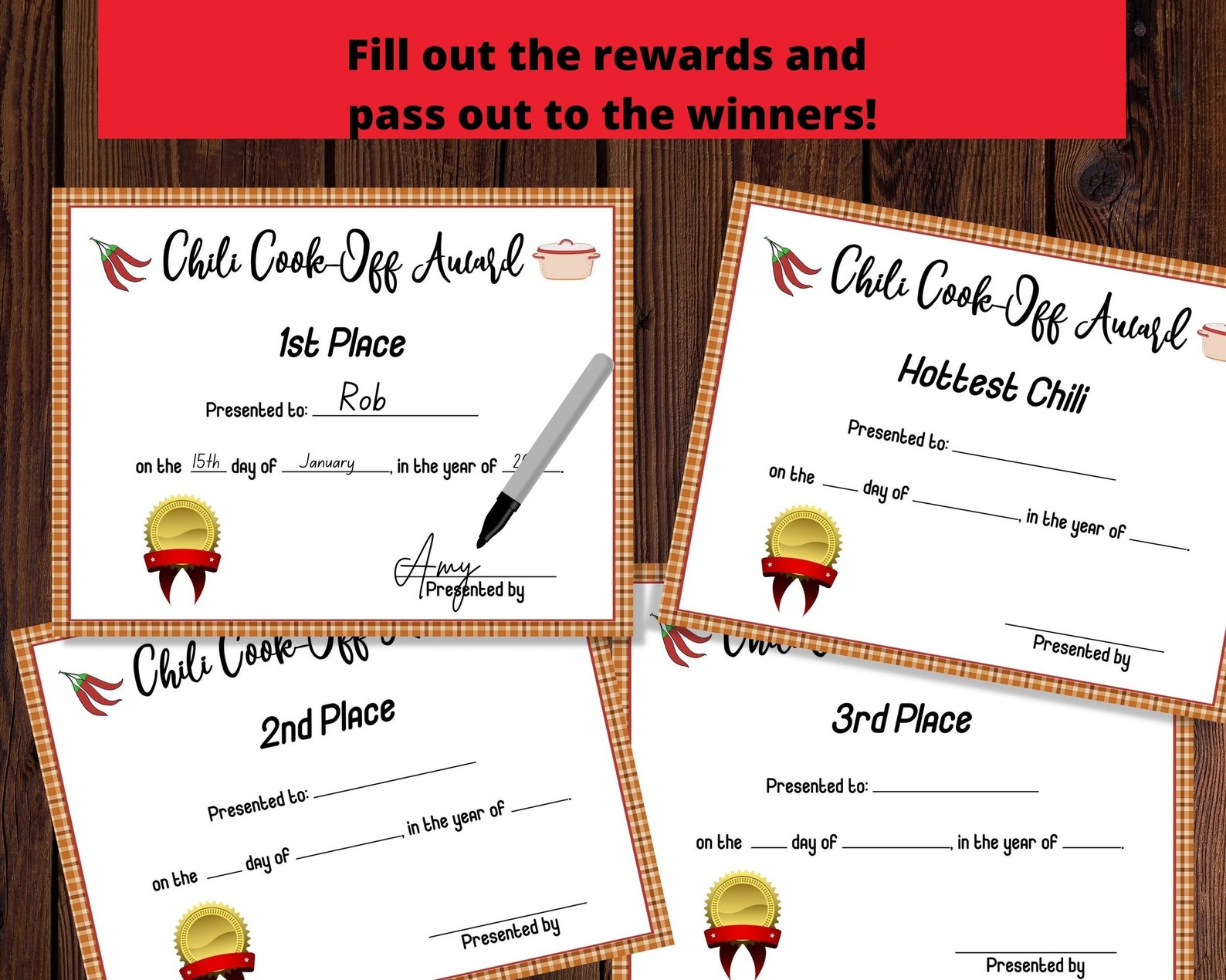 Chili Cook off Printable Set - Chili Contest Scorecards, Chili ...