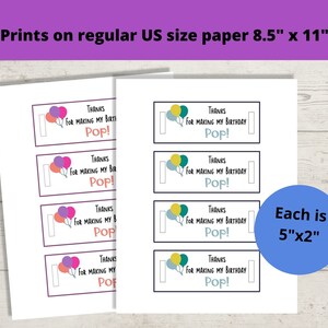 Pop It Bracelet Birthday Thank You Tags - Thanks for Making My Birthday ...