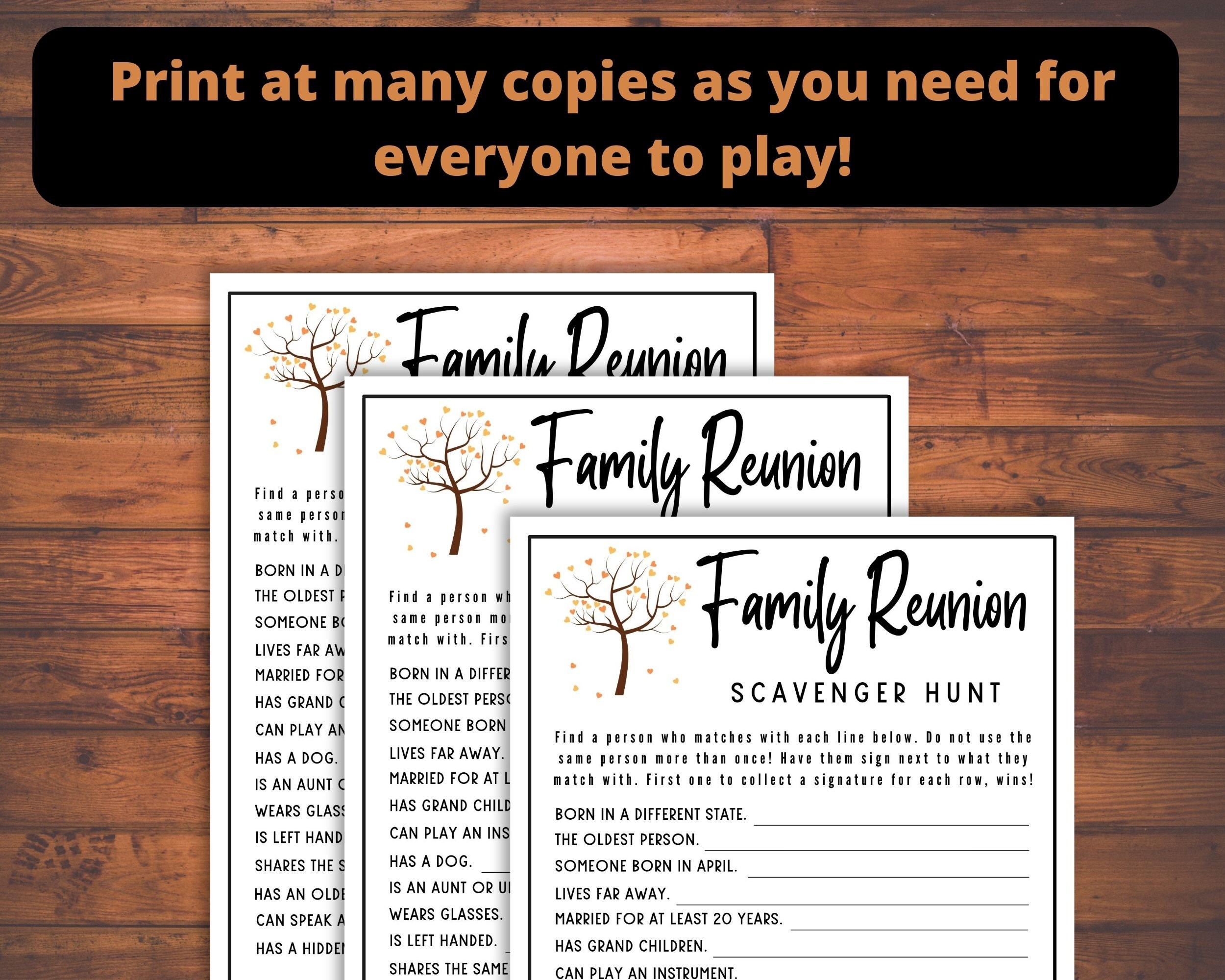 Family Reunion Scavenger Hunt Game Printable Family Reunion - Etsy