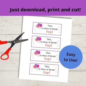 Pop It Bracelet Birthday Thank You Tags - Thanks for Making My Birthday ...