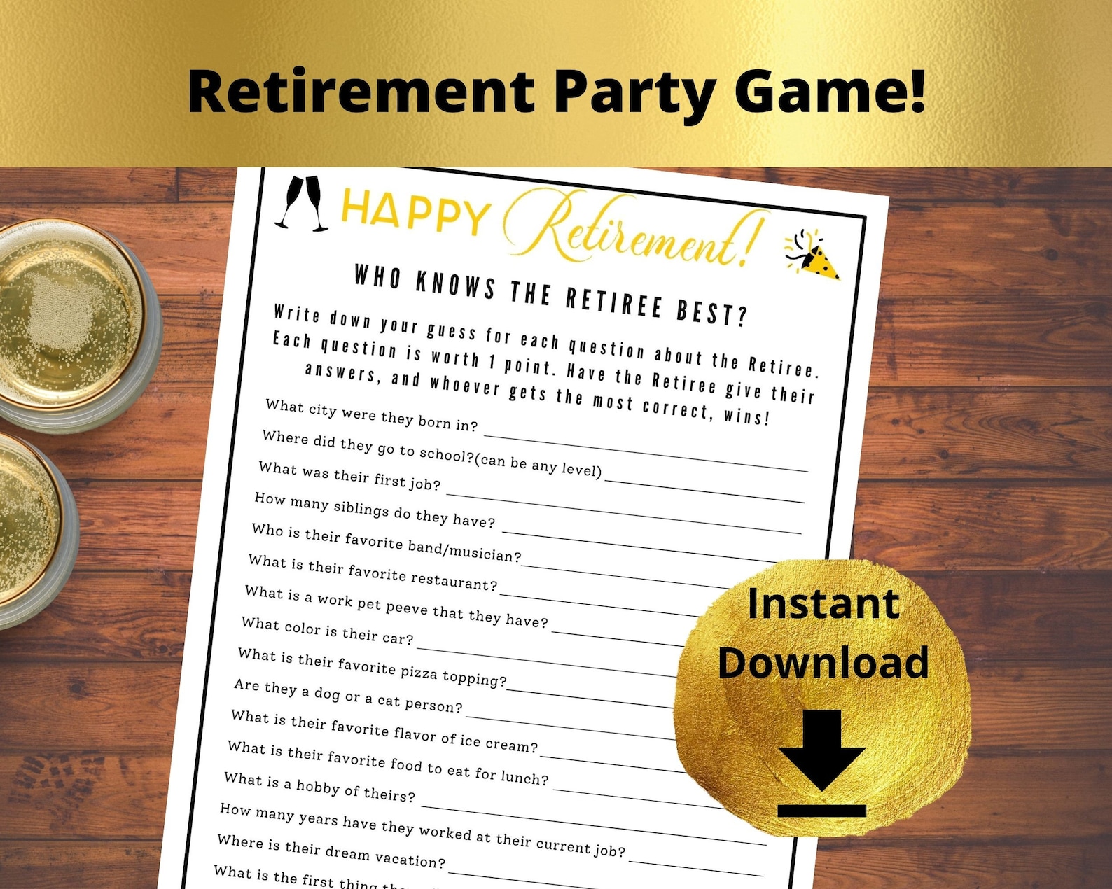 Happy Retirement Party Game - Who Knows the Retiree Best, Printable ...
