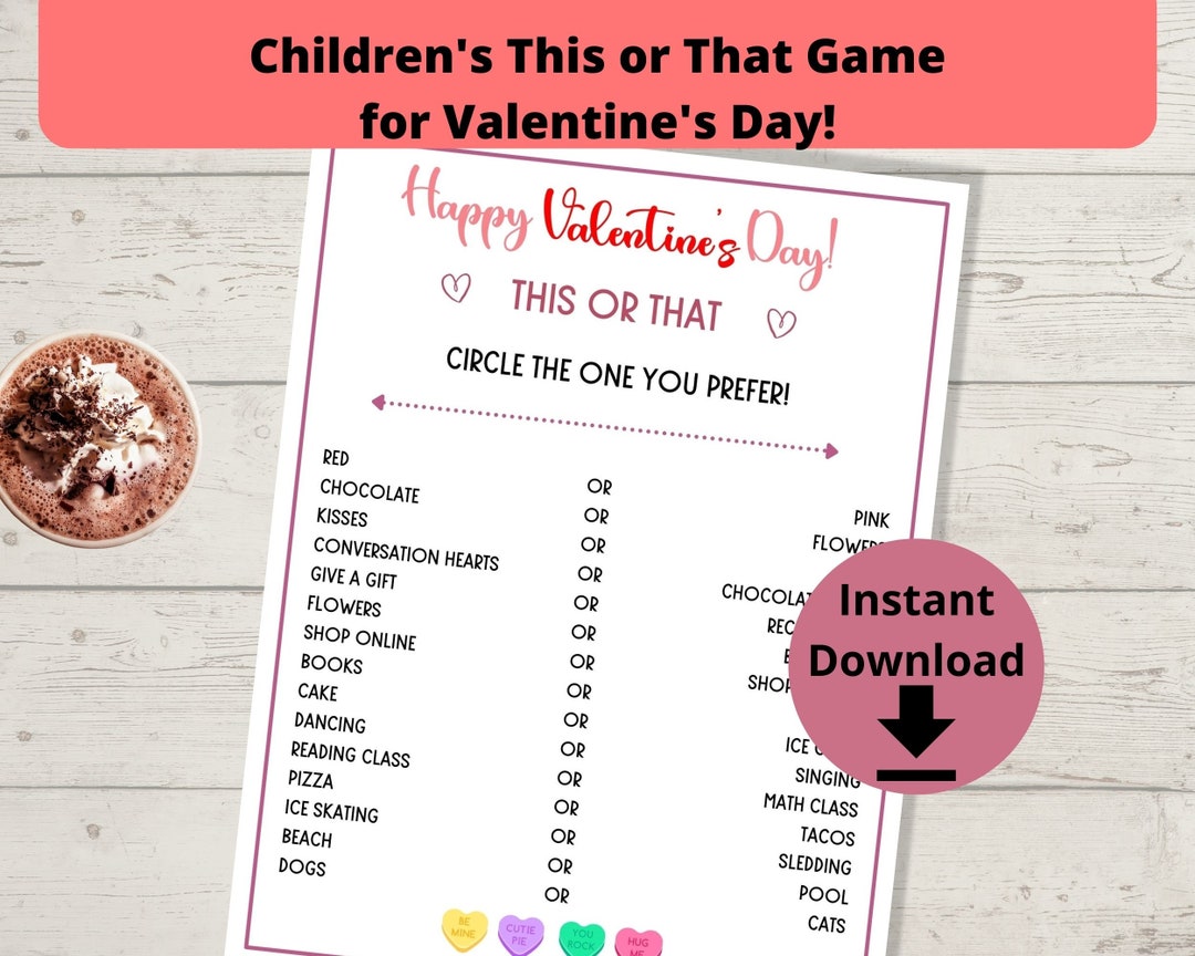 Valentine's Day This or That Game - Valentine Would You Rather ...
