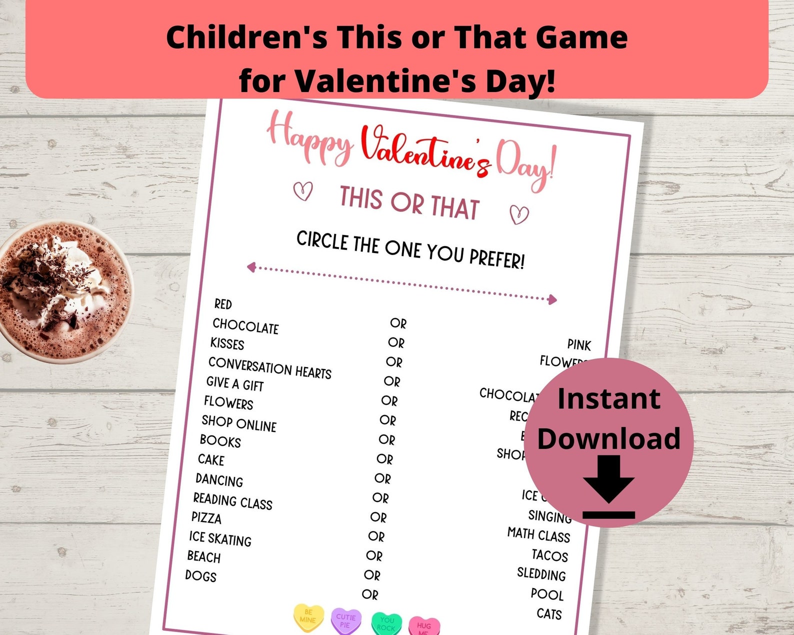 Valentine's Day This or That Game Valentine Would You Rather Printable ...
