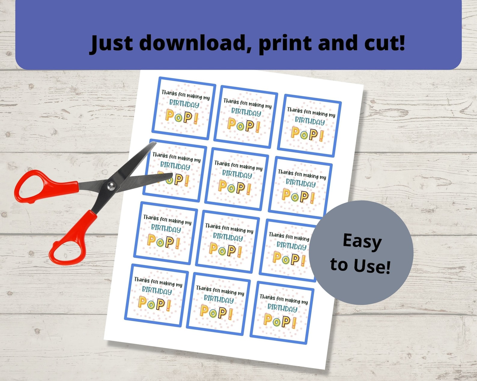 Pop It Birthday Favor Tags - Thanks for Making My Birthday Pop! Gift ...