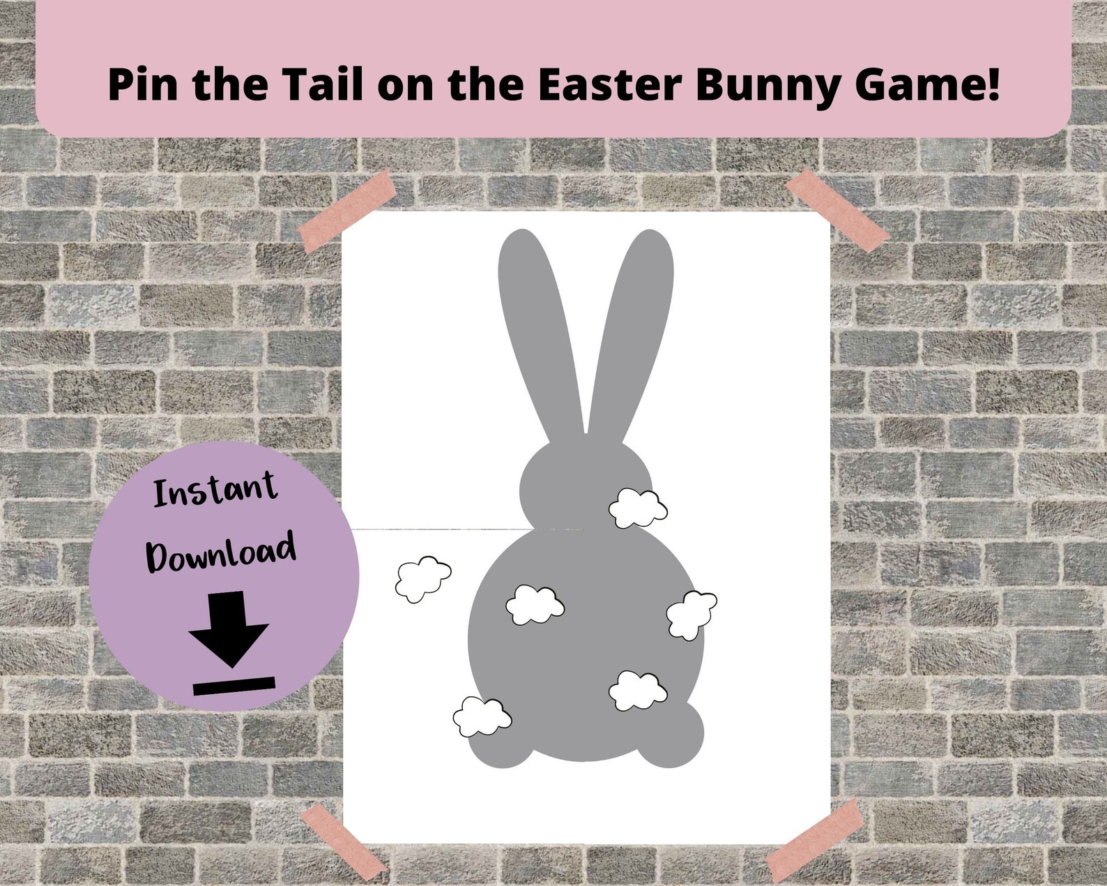 Pin the Tail on the Bunny Children's Game Easter Game for Kids ...