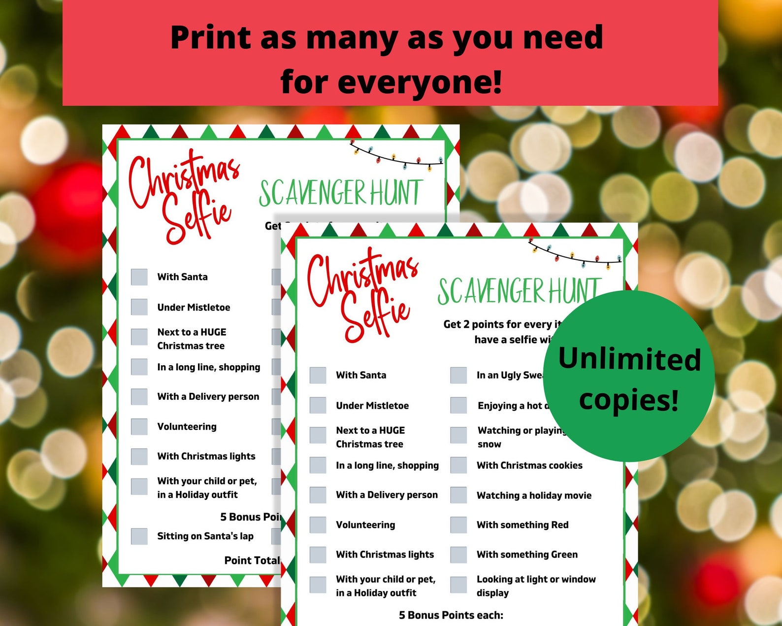 Christmas Selfie Scavenger Hunt - Photo Scavenger Hunt, Christmas Party ...