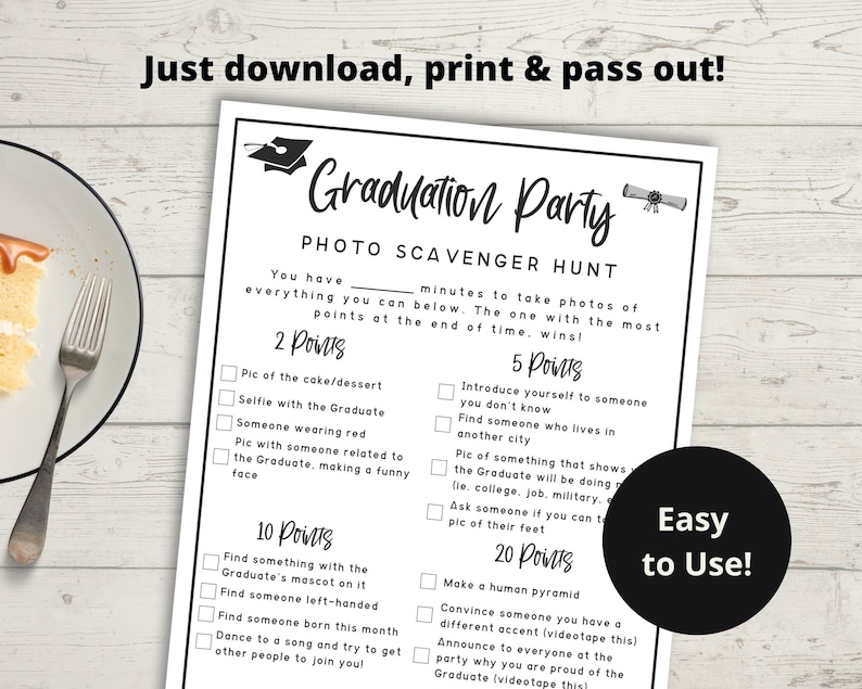 Graduation Scavenger Hunt Graduation Party Game 2024, Photo Scavenger ...