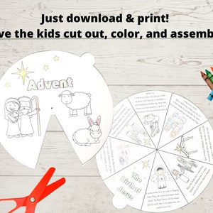 Nativity Coloring Wheel - Kids Printable Advent Wheel, Nativity Story ...