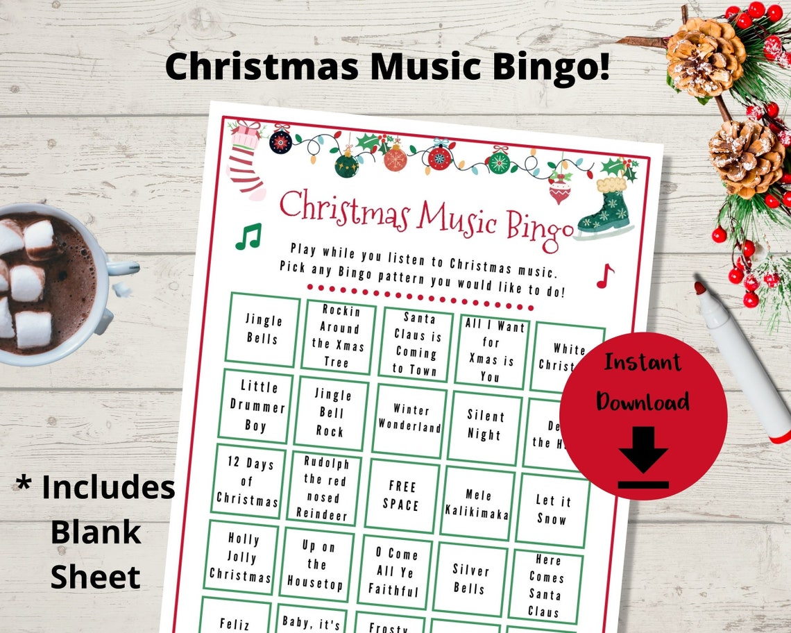 Christmas Song Bingo Christmas Carol Game Christmas Bingo - Etsy