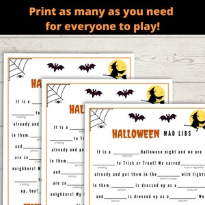Halloween Mad Libs Game - Children's Halloween Party Game, Kids Madlibs ...