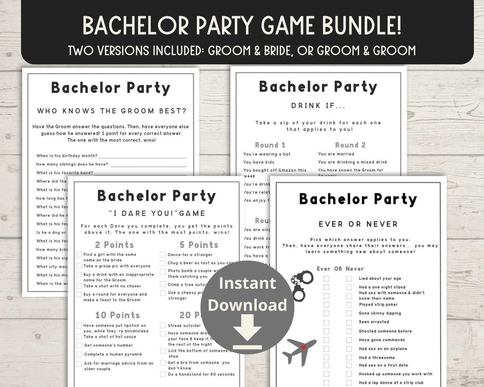 Bachelor Party Games Bundle Pack - Stag Do Games, Bachelor Games, Stag ...