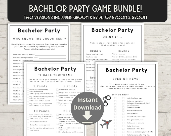 Bachelor Party Bucks Party Accessories Boys Night Bingo Template Stag ...
