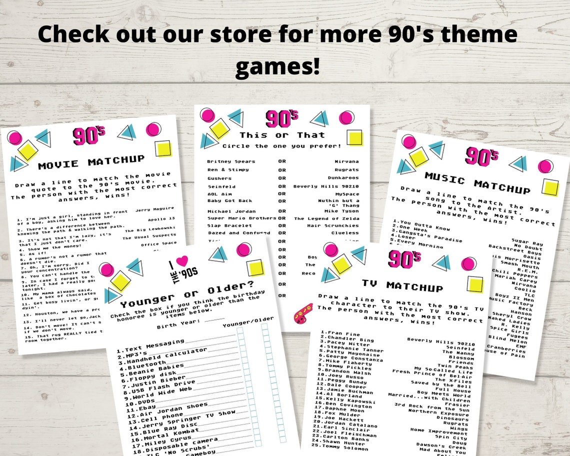 90's Friendly Feud Game - 90s Themed Party, Bach to the 90's ...