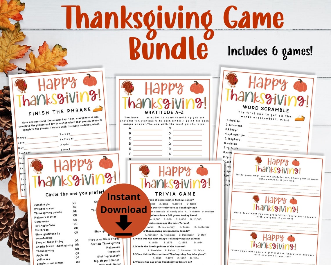 Thanksgiving Game Bundle Thanksgiving Games Fall Games - Etsy