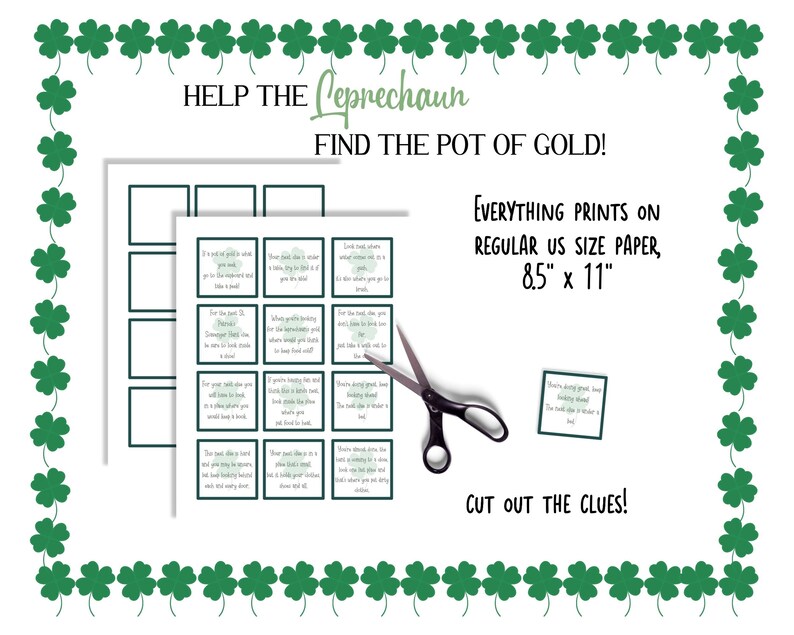 St Patricks Day Scavenger Hunt Printable Leprechaun Game - Etsy