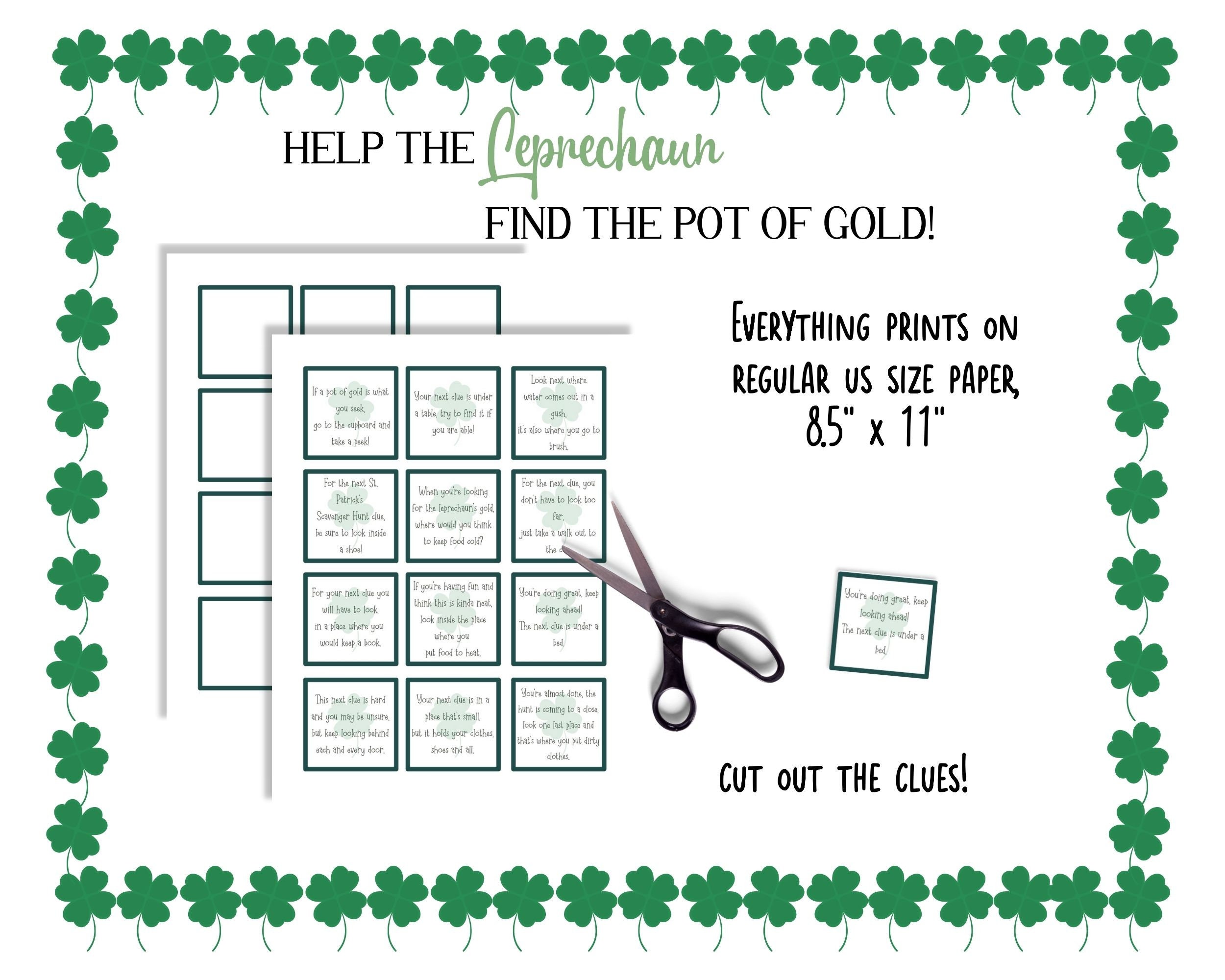 St Patricks Day Scavenger Hunt Printable Leprechaun Game - Etsy