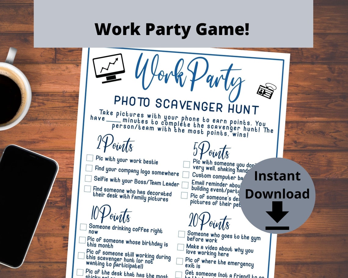 Work Scavenger Hunt Office Party Printable Team Building - Etsy