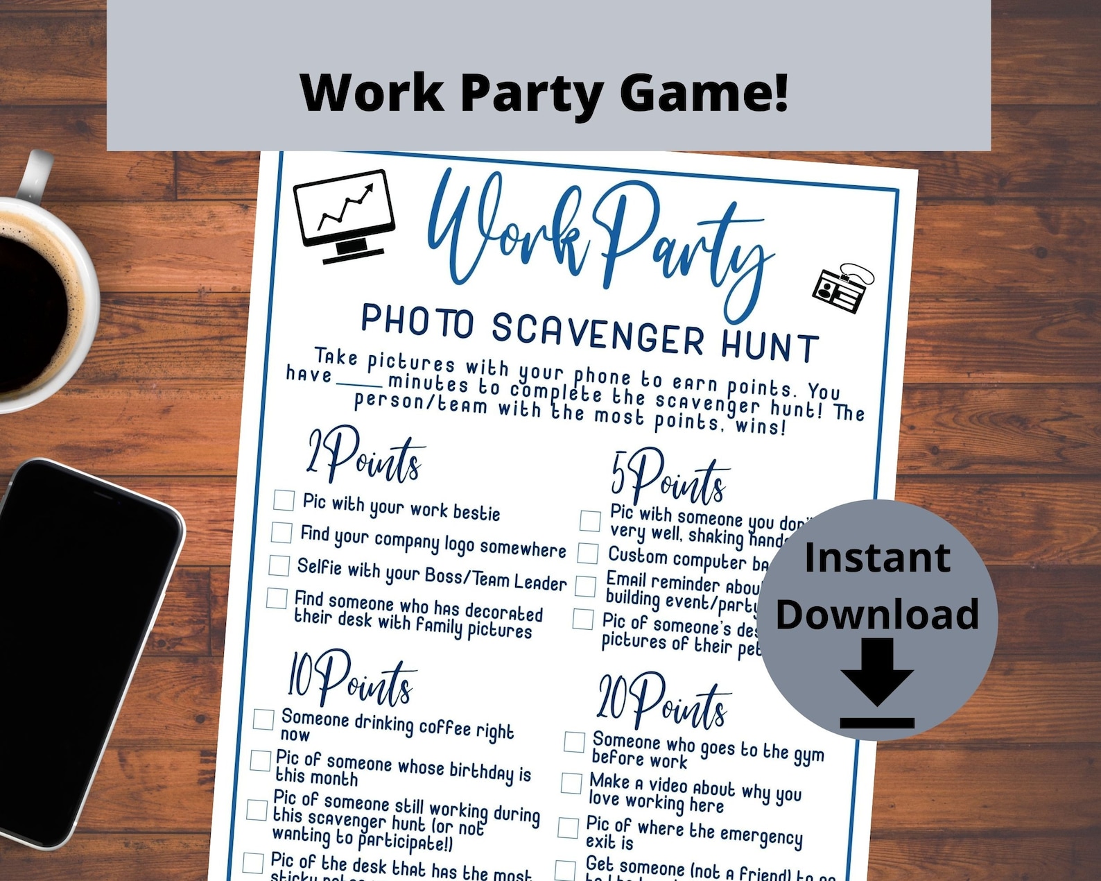 Work Scavenger Hunt - Office Party Printable, Team Building Games, Team ...
