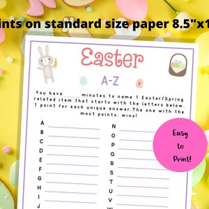 Easter Word Game - Easter A-z Game, Alphabet Game, Think Fast Game ...