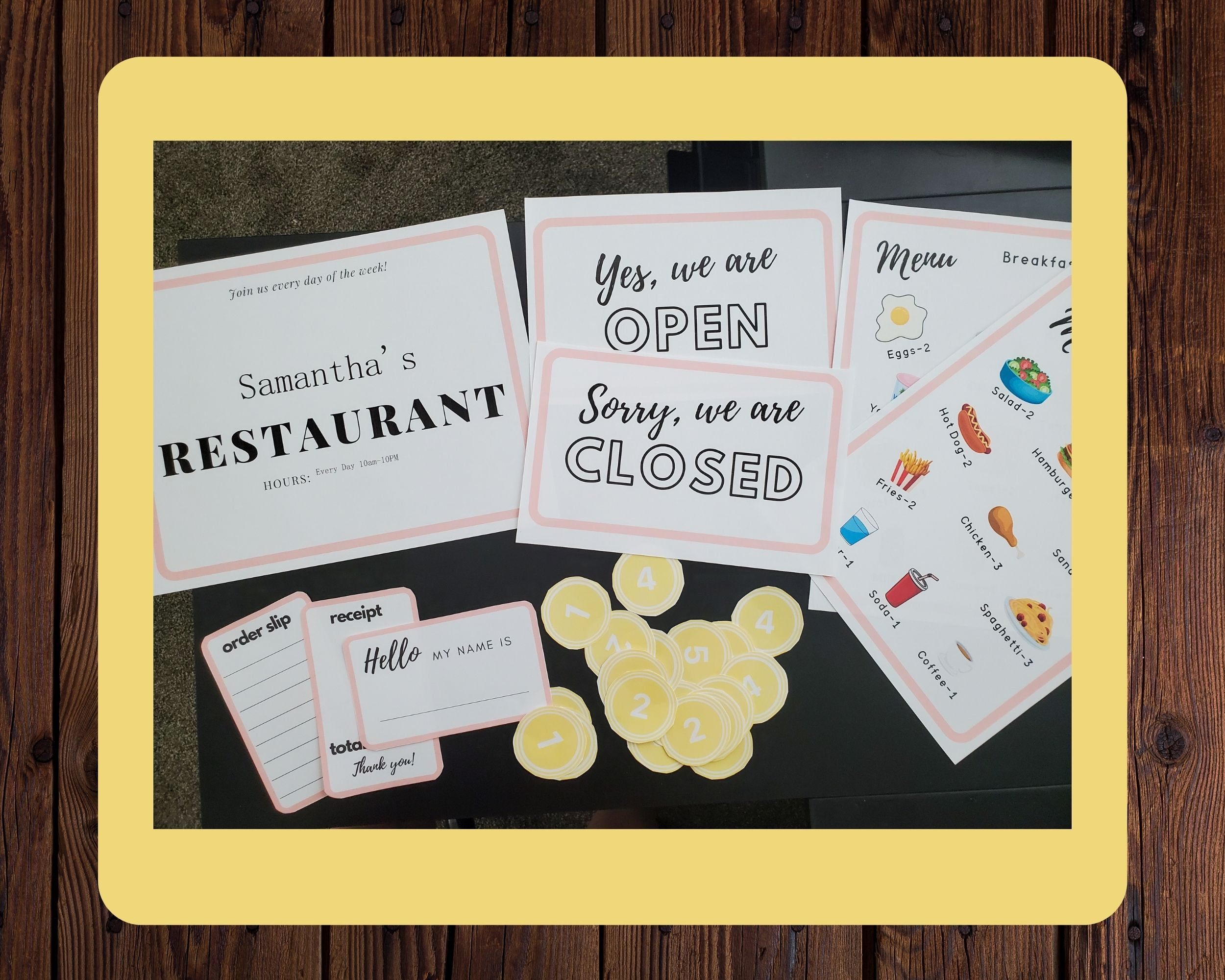 Pretend Play Restaurant - Pretend Menus, Pre School Kids Activities ...