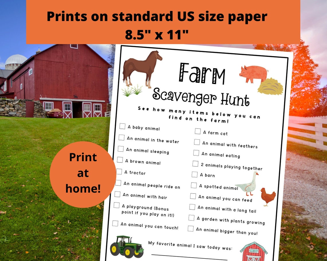 Farm Scavenger Hunt - Farm Treasure Hunt, Farm Games, Farm Animal Hunt ...