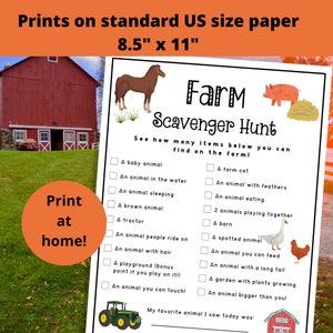 Farm Scavenger Hunt - Farm Treasure Hunt, Farm Games, Farm Animal Hunt ...
