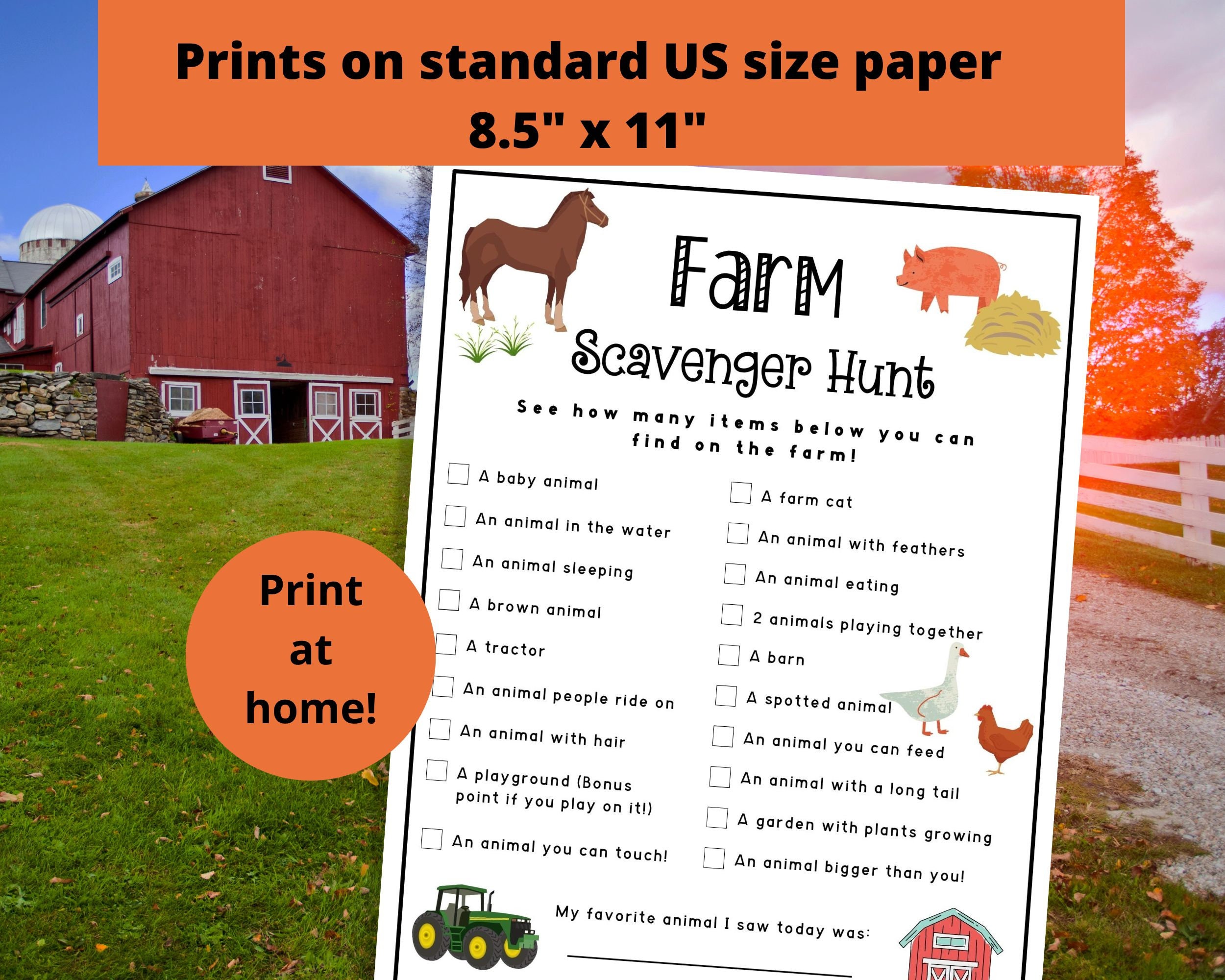 Farm Scavenger Hunt - Farm Treasure Hunt, Farm Games, Farm Animal Hunt ...