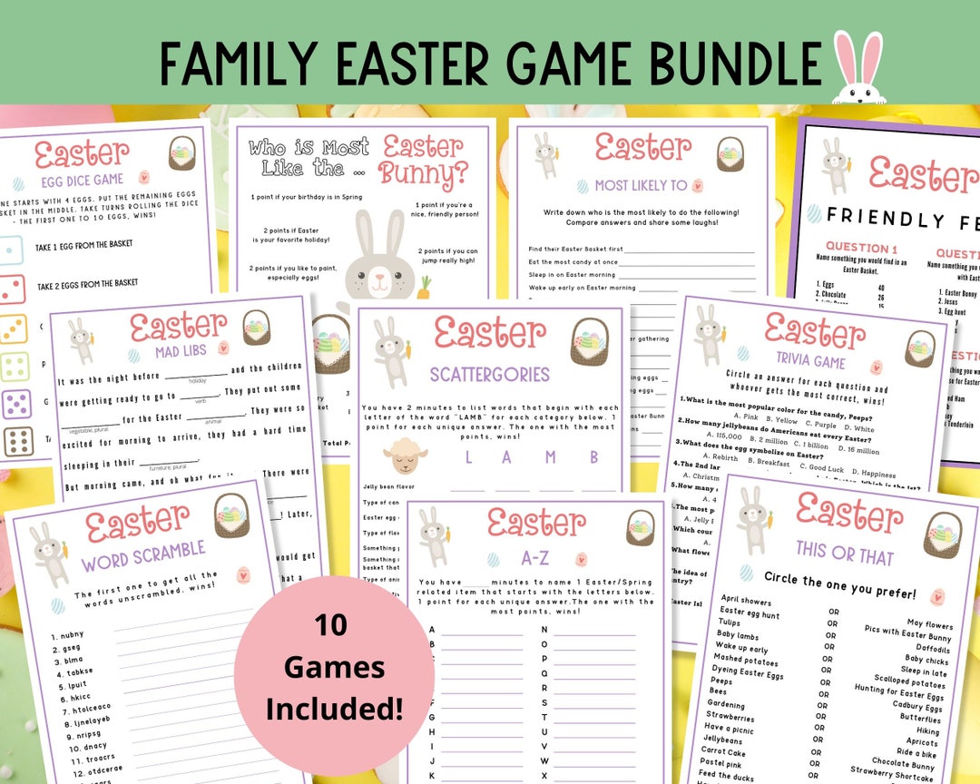 Easter Game Bundle - Easter Family Game Pack, Easter Activities, Easter ...