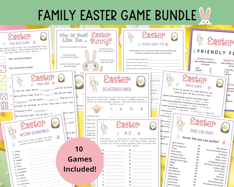 Easter Game Bundle Easter Family Game Pack, Easter Activities, Easter ...
