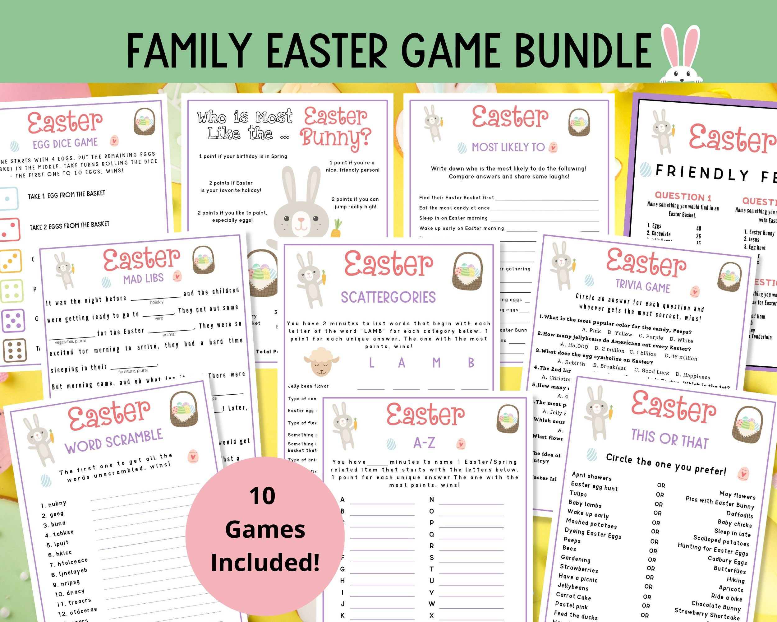 Easter Game Bundle Easter Family Game Pack, Easter Activities, Easter ...