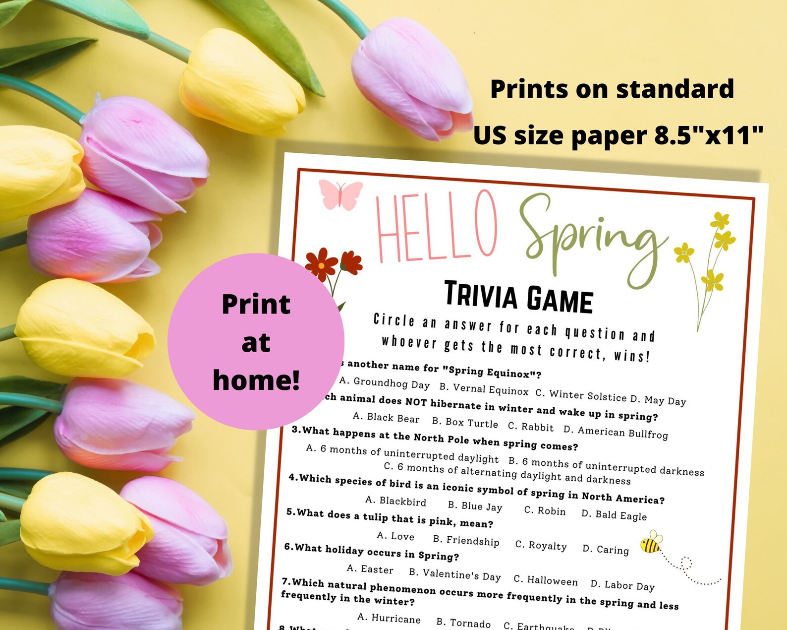Spring Trivia Printable Spring Equinox Game, Spring Icebreaker, Spring ...