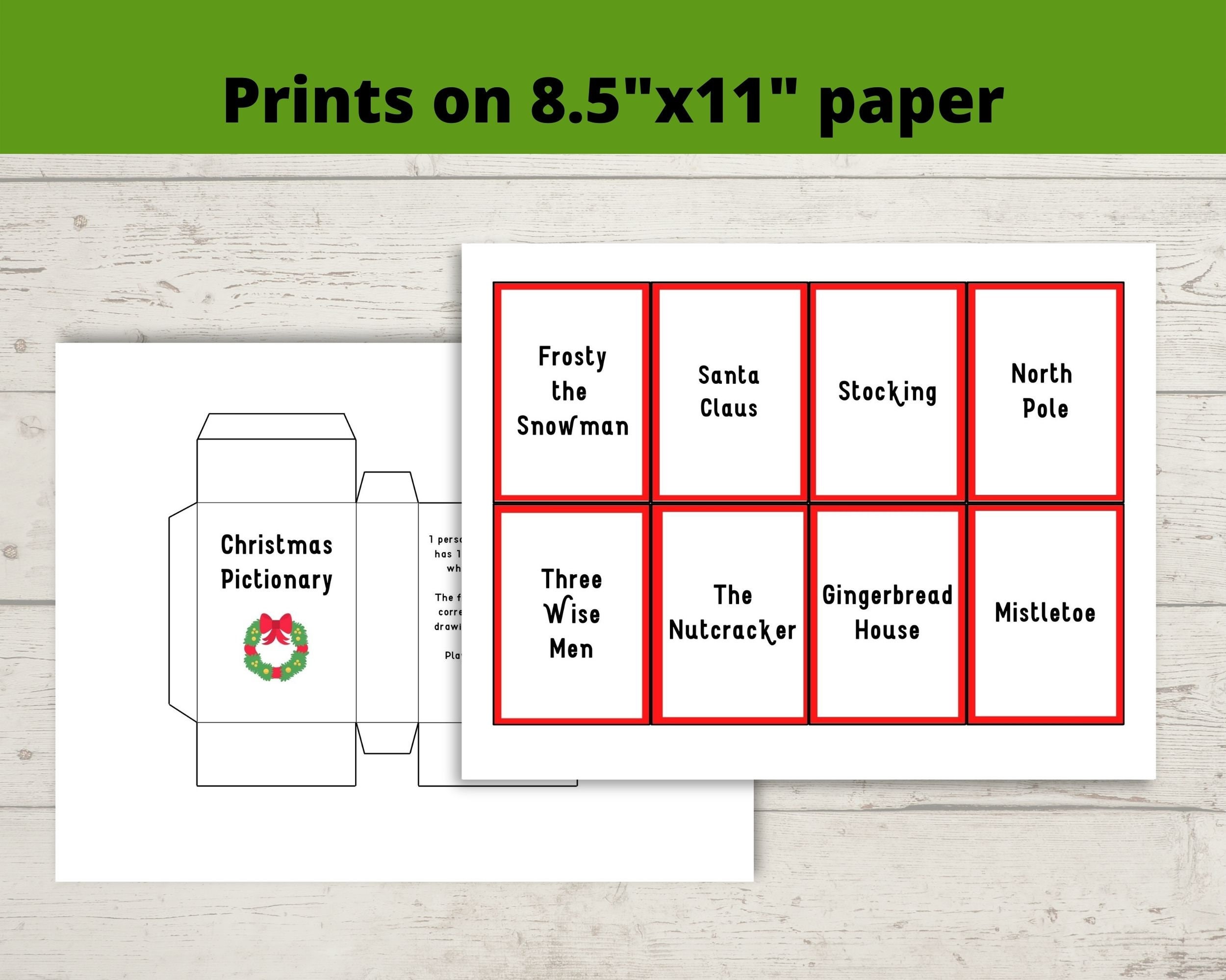 Christmas Pictionary Game Christmas Party Games, Xmas Pictionary Cards ...