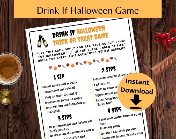 Scary Movie Drink If Printable | Fun Adult Halloween Party Drinking ...
