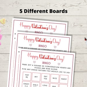 Valentine's Day Bingo Game - Conversation Heart Bingo Boards, Bingo ...